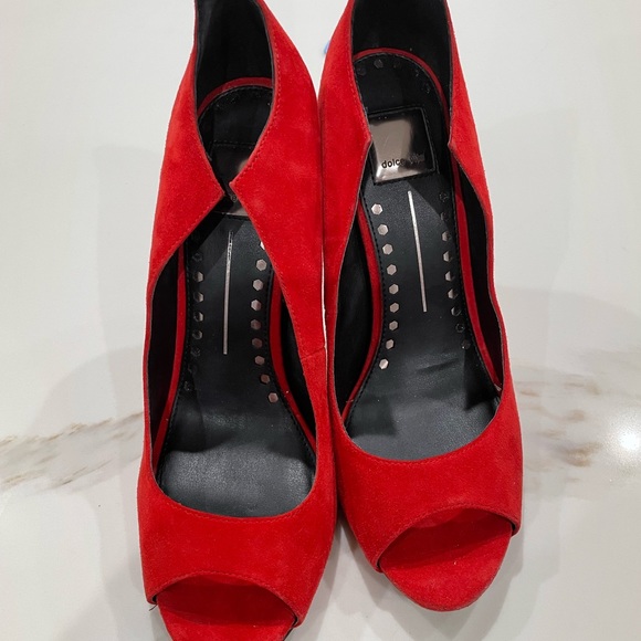 Dolce Vita | Shoes | Stylish Red Suede Peep Toe Pumps The Heel Is 4 2 ...